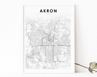 Akron, OH City Limits Map Print - Etsy
