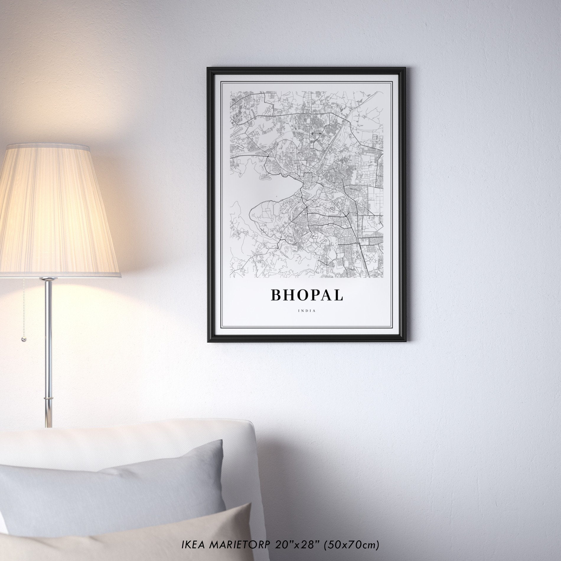 Bhopal India Map Print Map Art Poster Madhya Pradesh City - Etsy