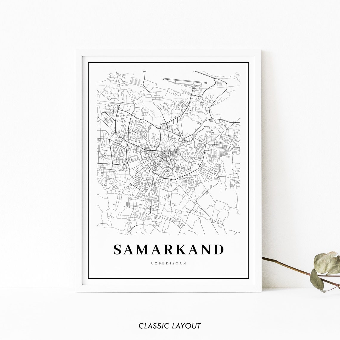Samarkand Uzbekistan Map Print Map Art Poster Samarqand | Etsy