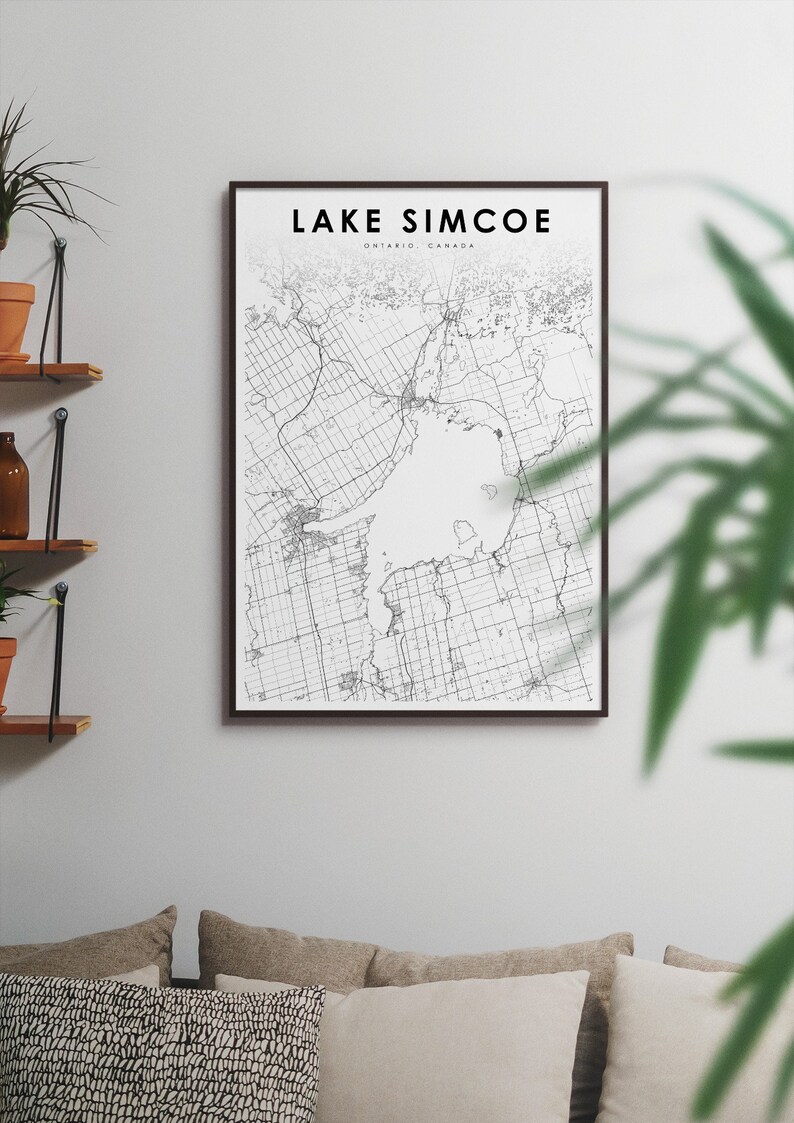Lake Simcoe Ontario Map Print ON Canada Map Art Poster | Etsy Canada