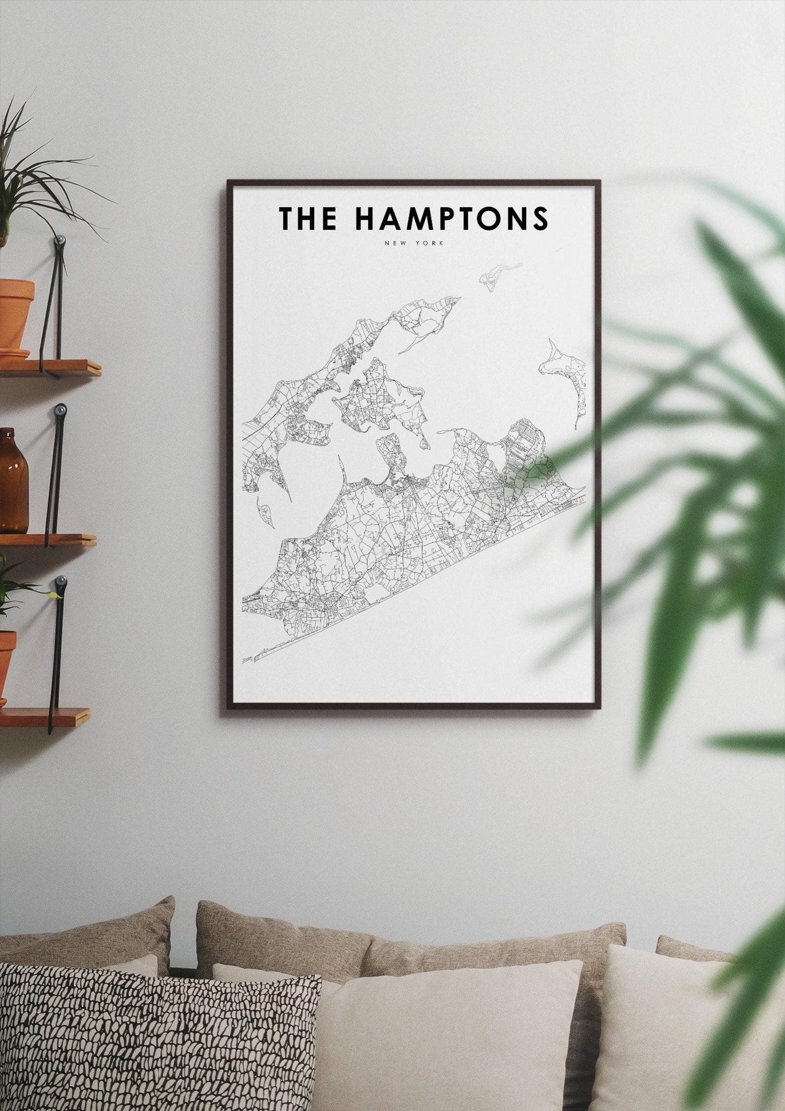 The Hamptons NY Map Print New York USA Map Art Poster Long | Etsy