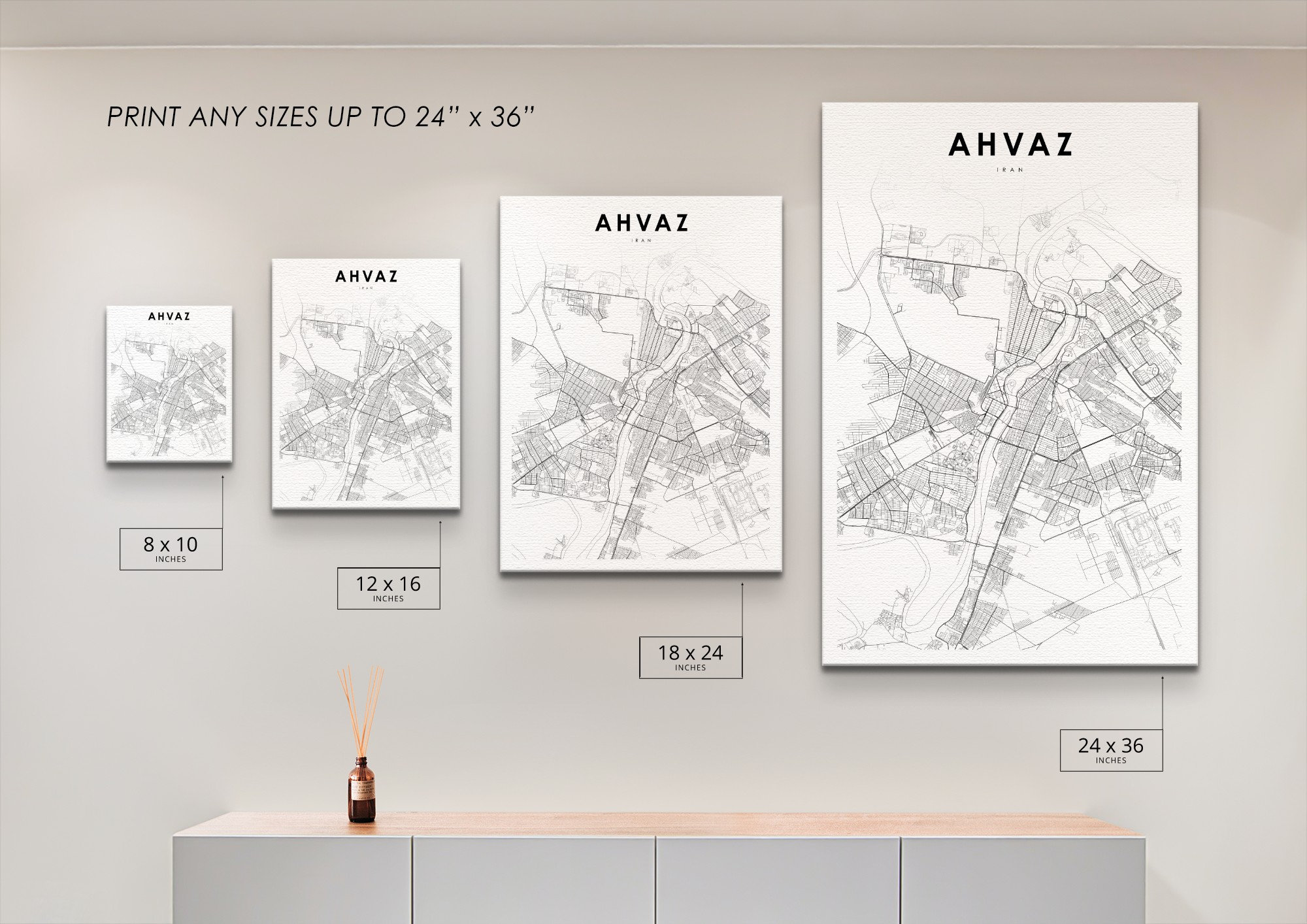 Ahvaz Iran Map Print, Iran Map Art Poster, Ahvāz Avaz Khuzestan, City ...
