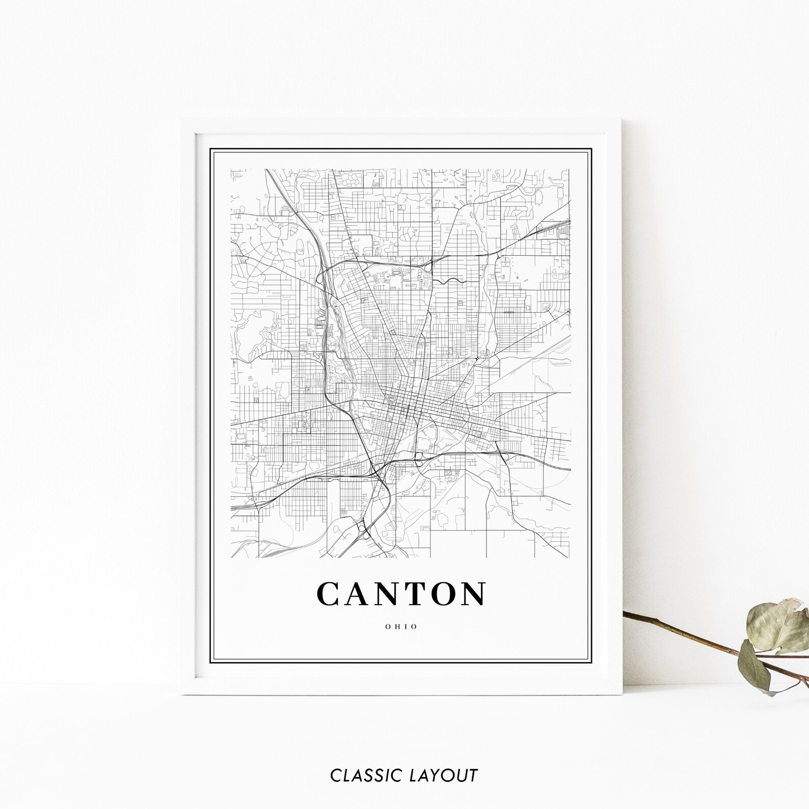 Canton OH Map Print, Ohio USA Map Art Poster, Stark County, City Street ...