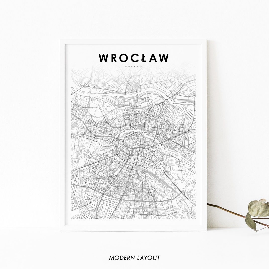 Wroclaw Poland Map Print, Map Art Poster, Wrocław Breslau Polska, City ...