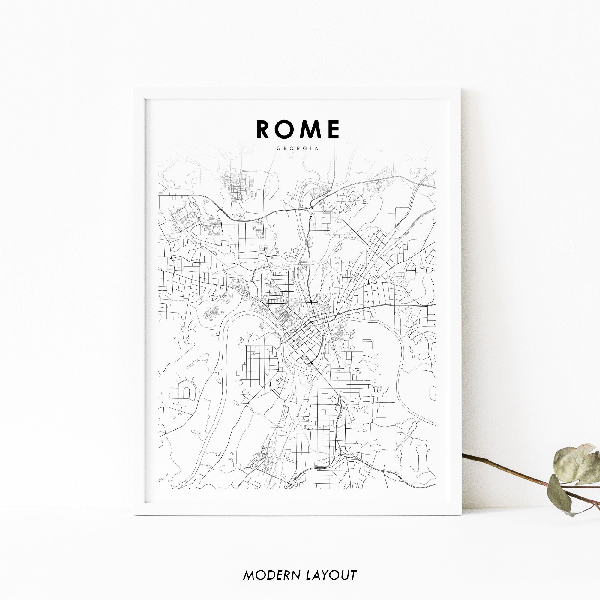 Rome GA Map Print, Georgia USA Map Art Poster, Floyd County, City ...