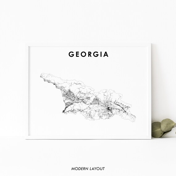 Georgia Map Print Country Road Map Poster საქართველო | Etsy