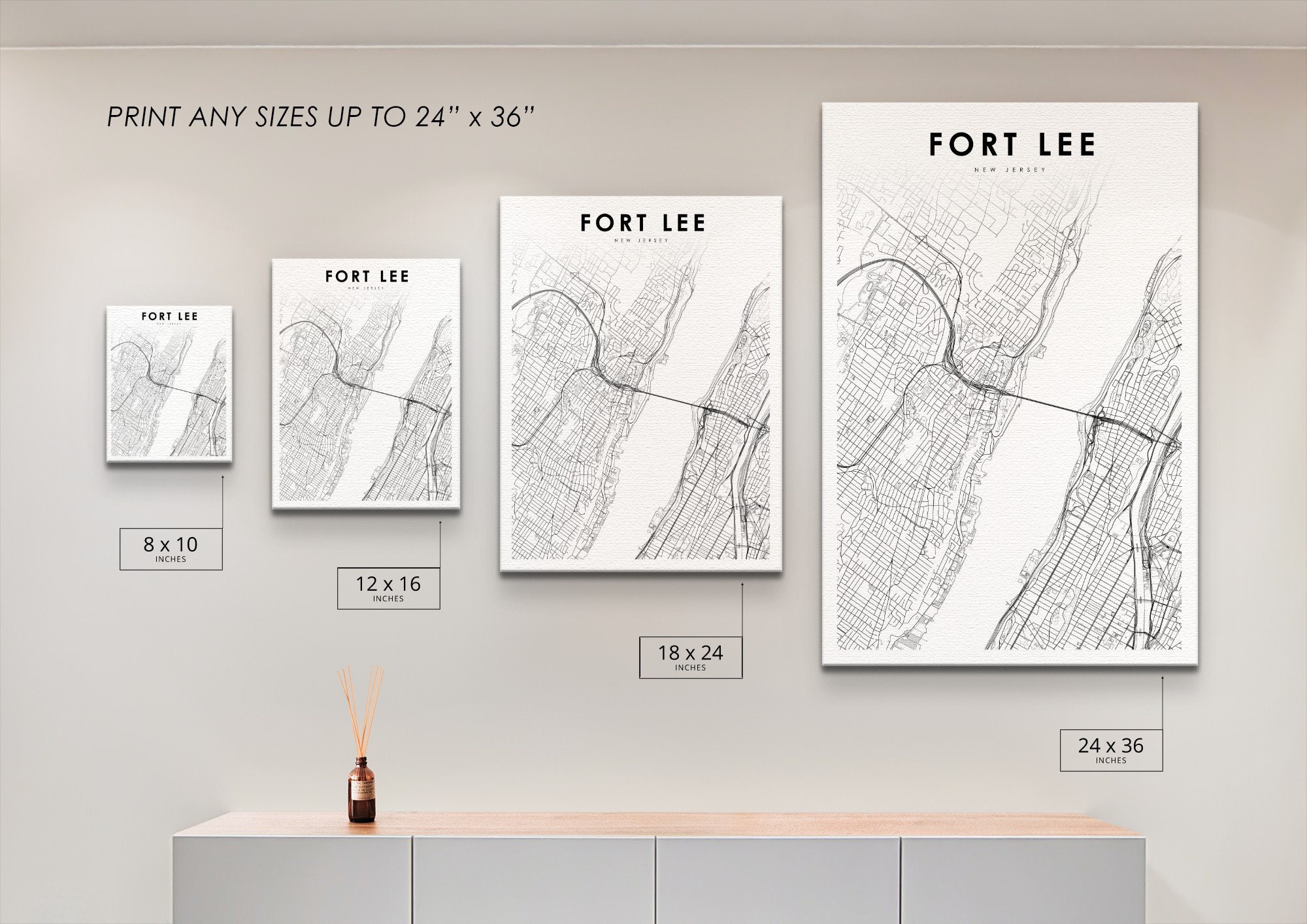 Fort Lee NJ Map Print New Jersey USA Map Art Poster Bergen | Etsy