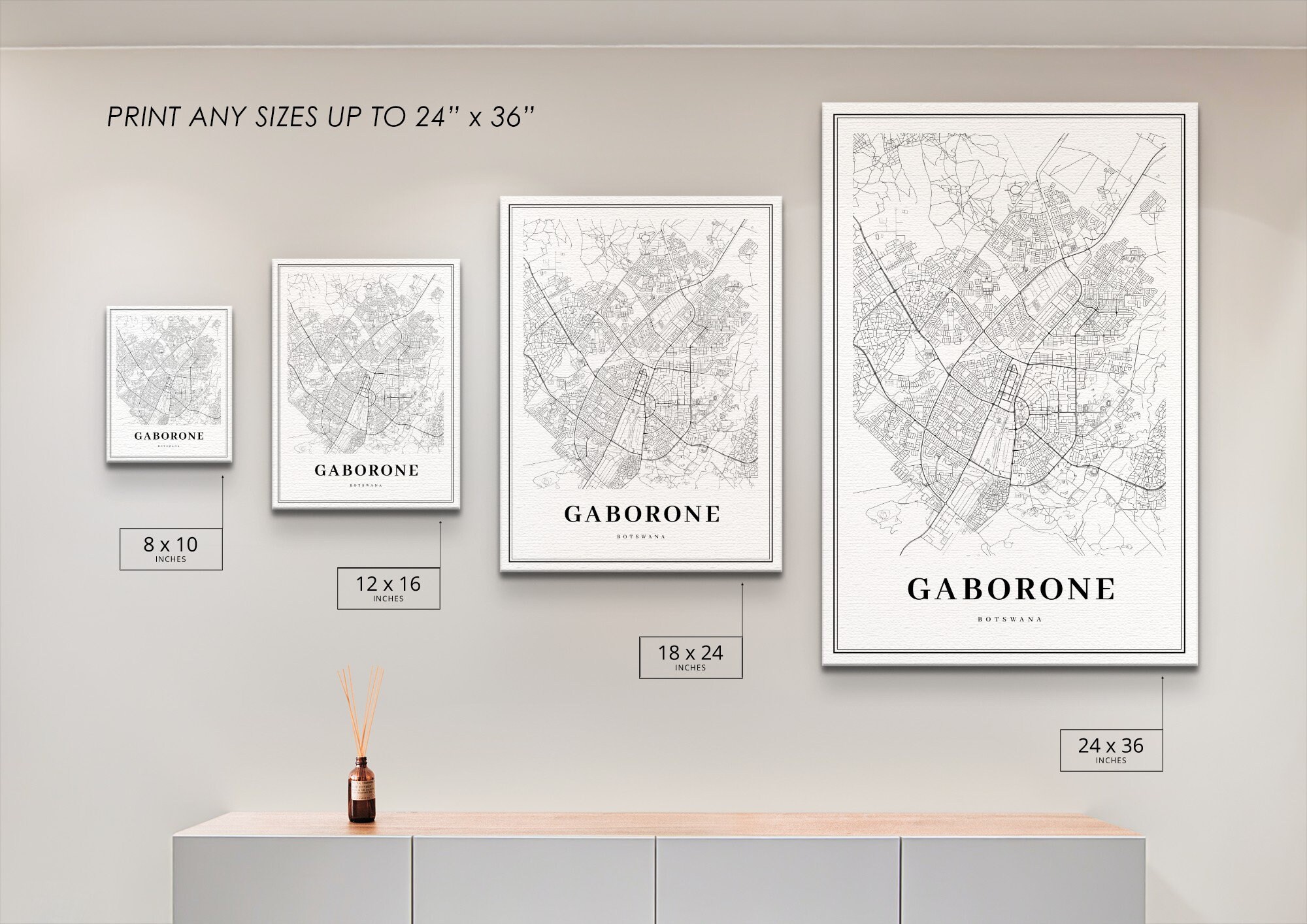 Gaborone Botswana Map Print, Map Art Poster, Gabs Africa, City Street ...