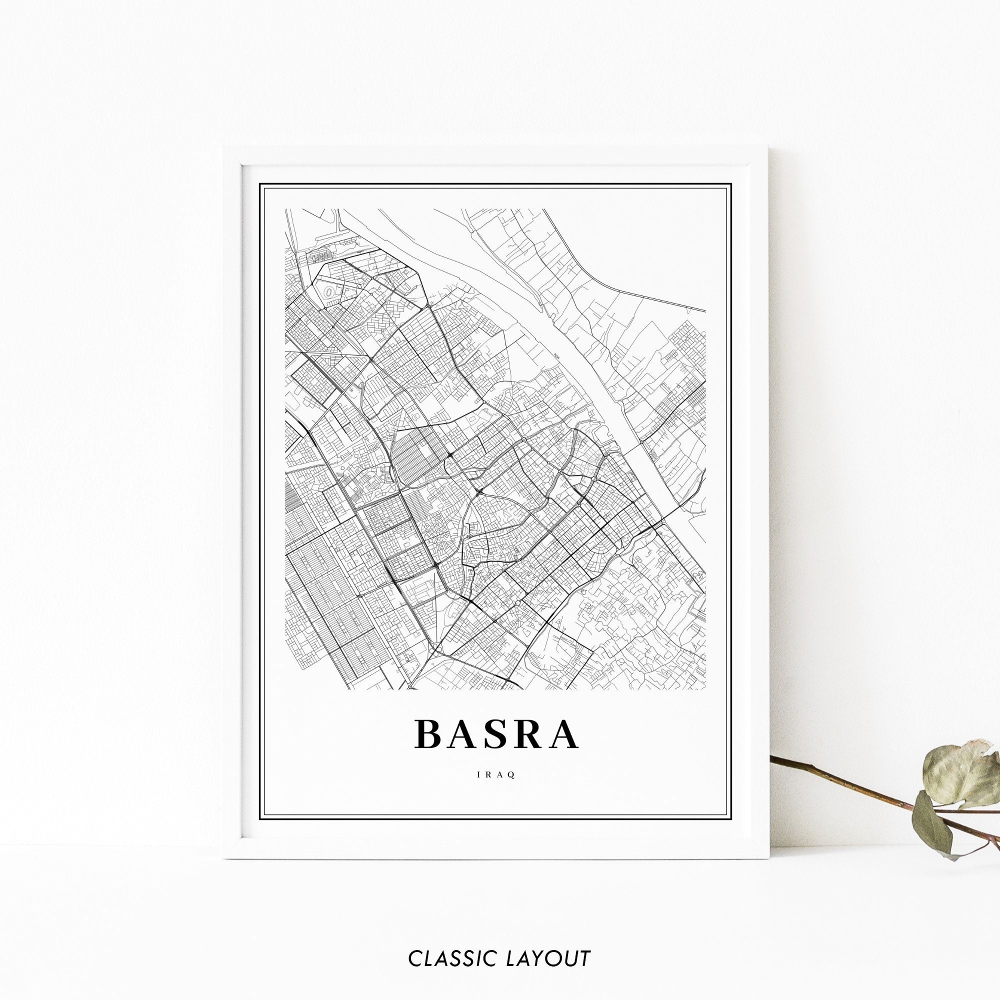 Basra Iraq Map Print, Map Art Poster, Basrah Shatt Al-arab City Road ...