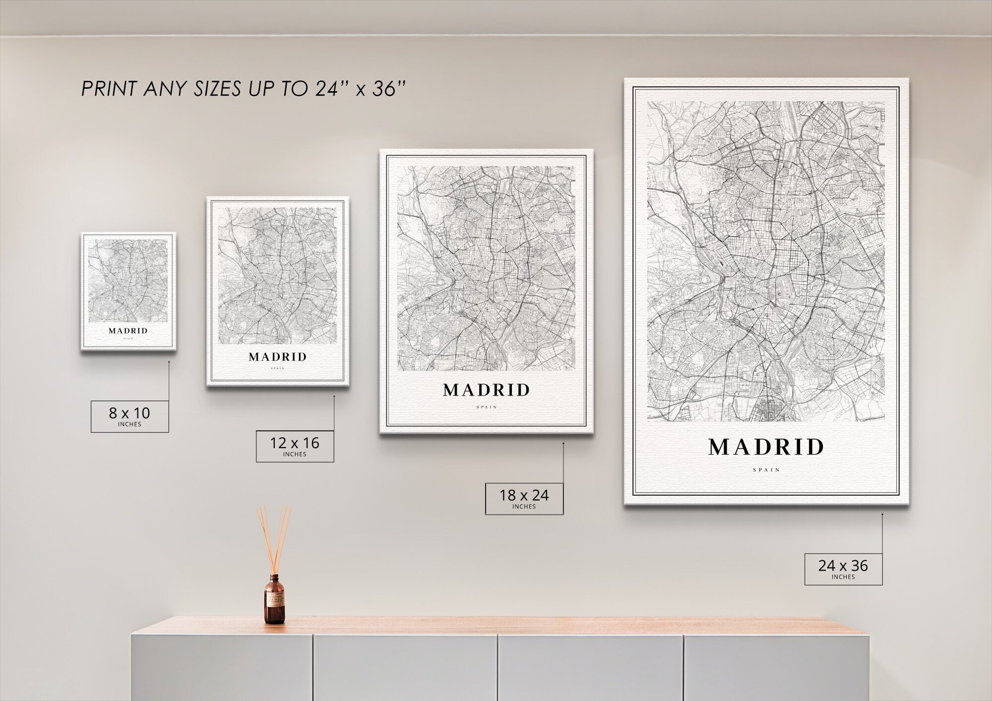 Madrid Spain Map Print España Map Art Poster City Street - Etsy