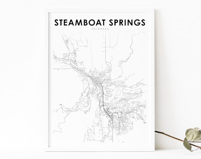 Steamboat Springs Colorado Printable Map, Steamboat Ski Map Art, CO Map ...