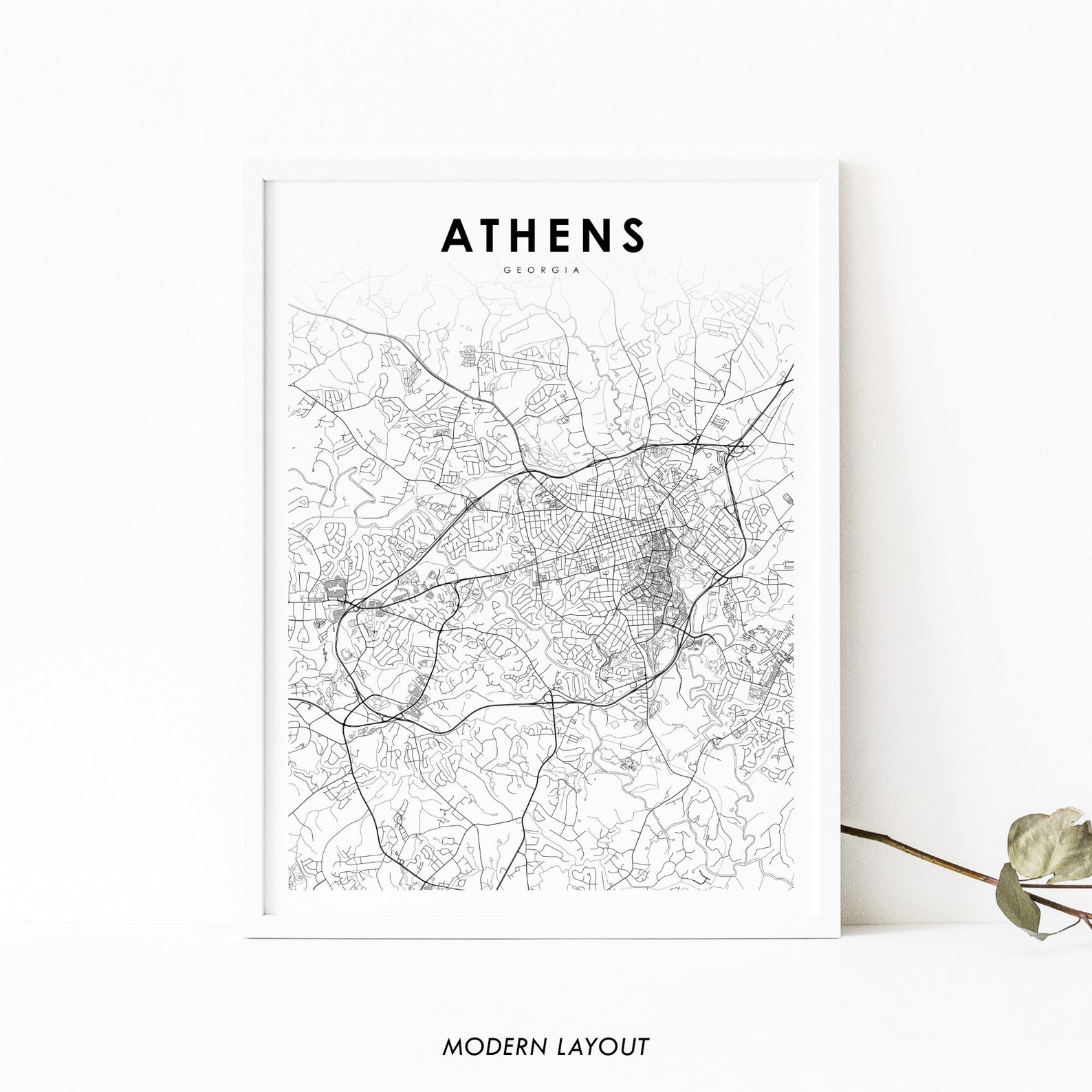 Athens GA Map Print Georgia USA Map Art Poster | Etsy