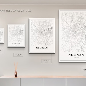Newnan GA Map Print, Georgia USA Map Art Poster, Coweta County, City ...