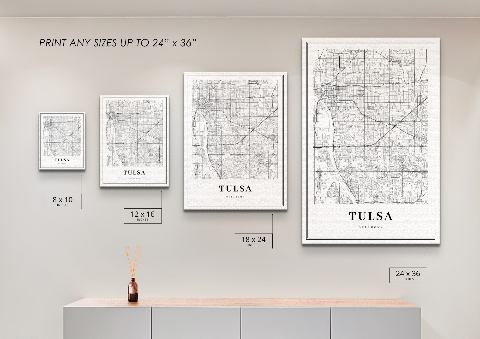 Tulsa Area OK Map Print Oklahoma USA Map Art Poster City | Etsy
