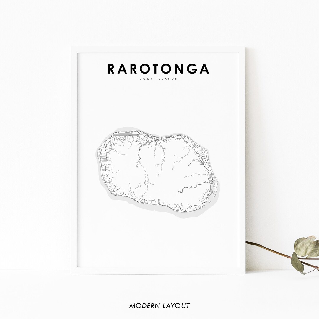 Rarotonga Cook Islands Map Print, Road Map Poster, Kūki 'Āirani Avarua ...