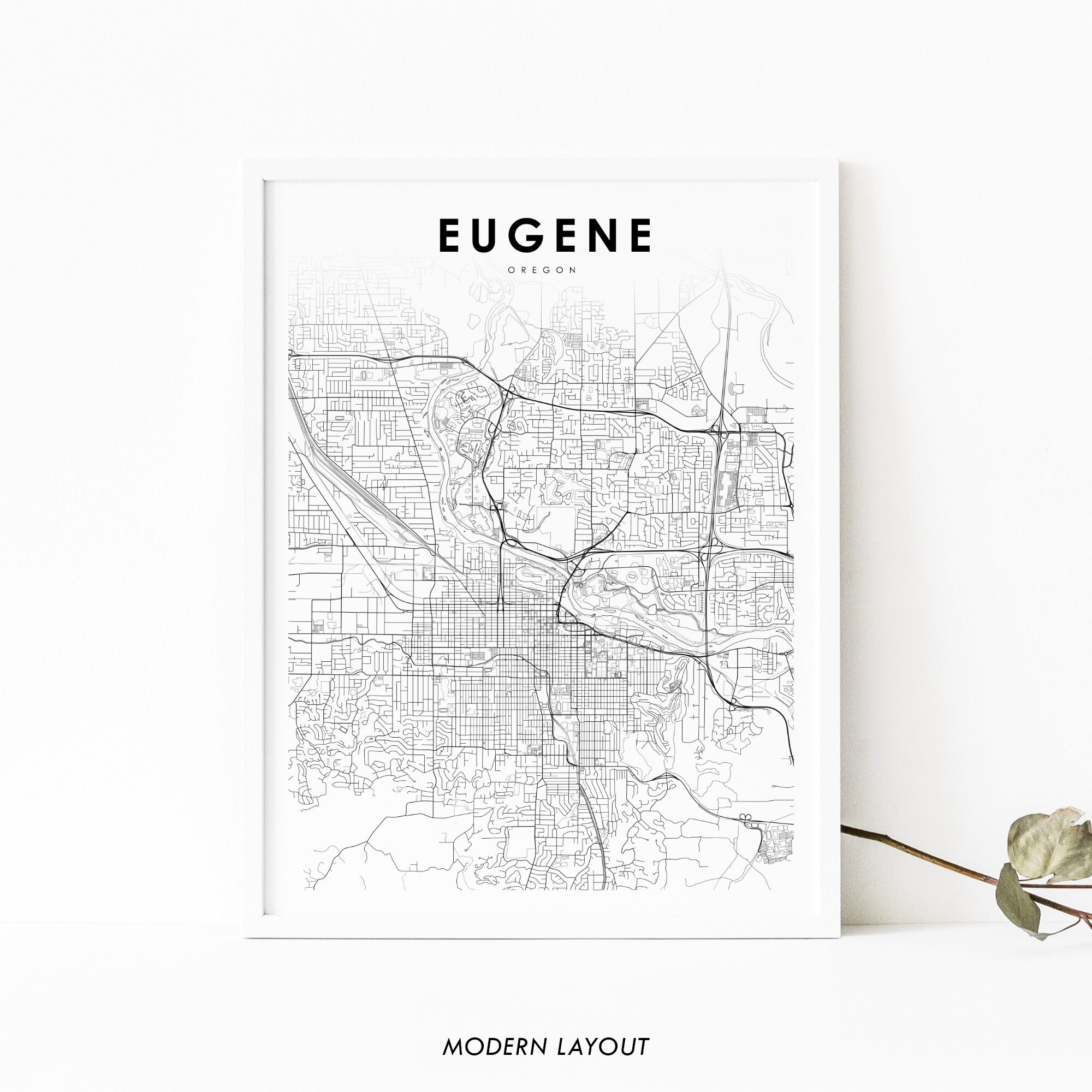 Printable Map Of Eugene Or Eugene Oregon Map Print In Woodblock