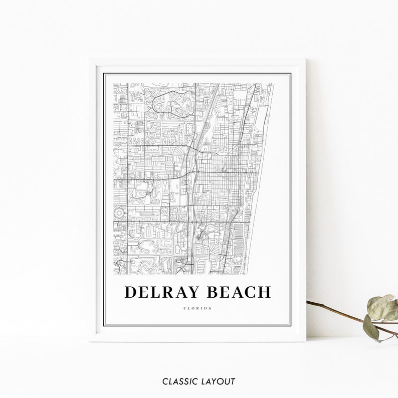 Delray Beach FL Map Print, Florida USA Map Art Poster, Palm Beach, City ...