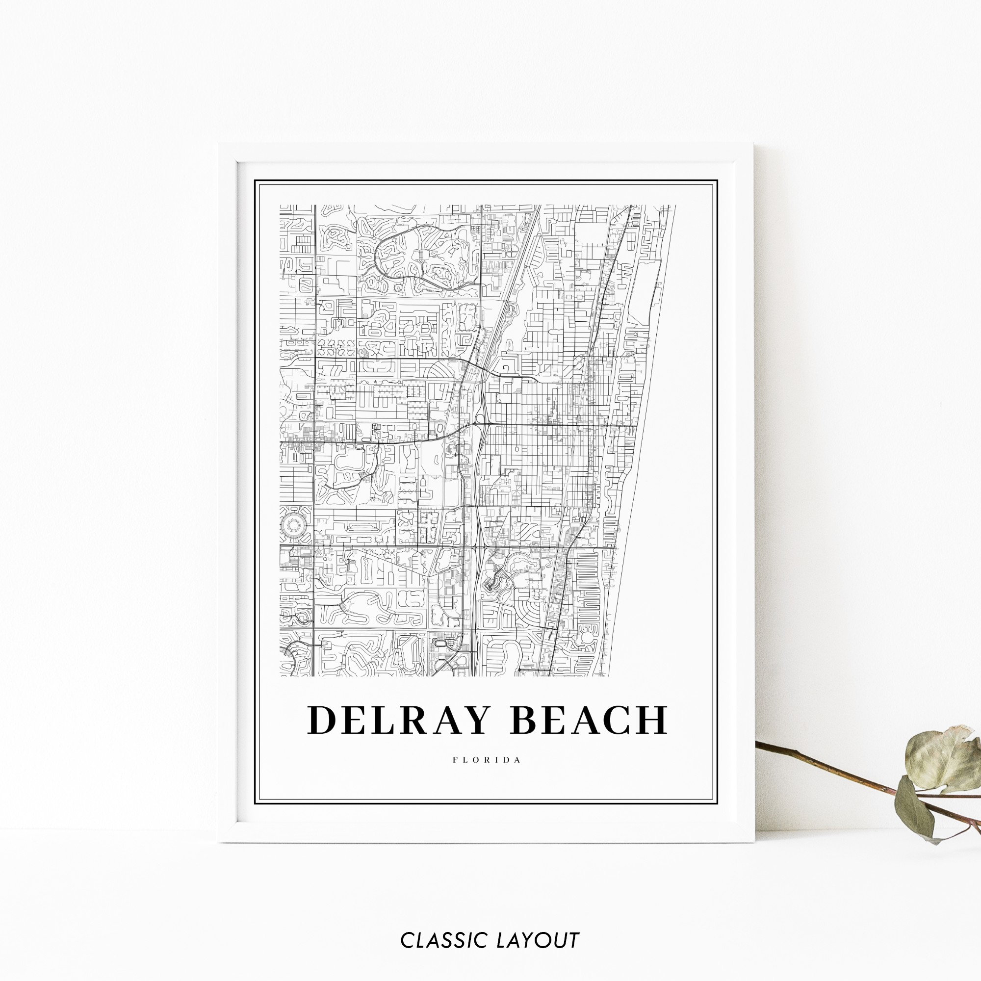 Delray Beach FL Map Print Florida USA Map Art Poster Palm | Etsy