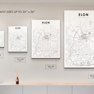 Elon NC Map Print, North Carolina USA Map Art Poster, Elon University ...