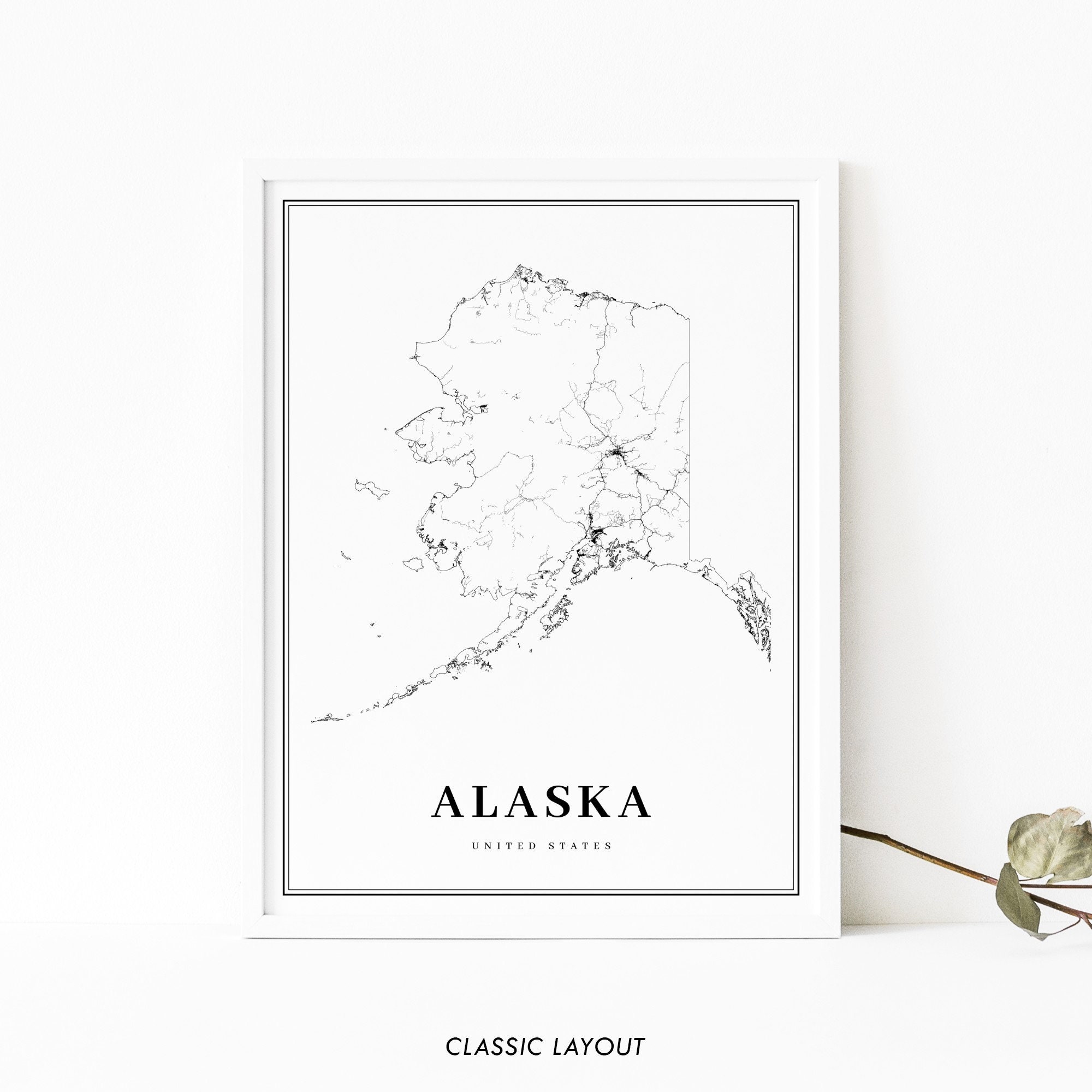 Alaska Map Print State Road Map Print AK USA United States - Etsy