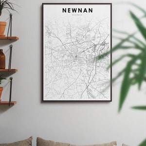 Newnan GA Map Print, Georgia USA Map Art Poster, Coweta County, City ...