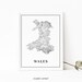Wales Map Print Road Map Art Poster UK United Kingdom - Etsy