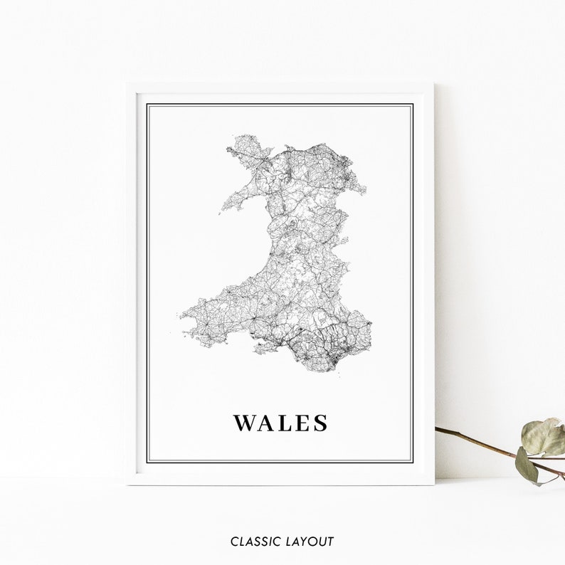 Wales Map Print Road Map Art Poster UK United Kingdom | Etsy