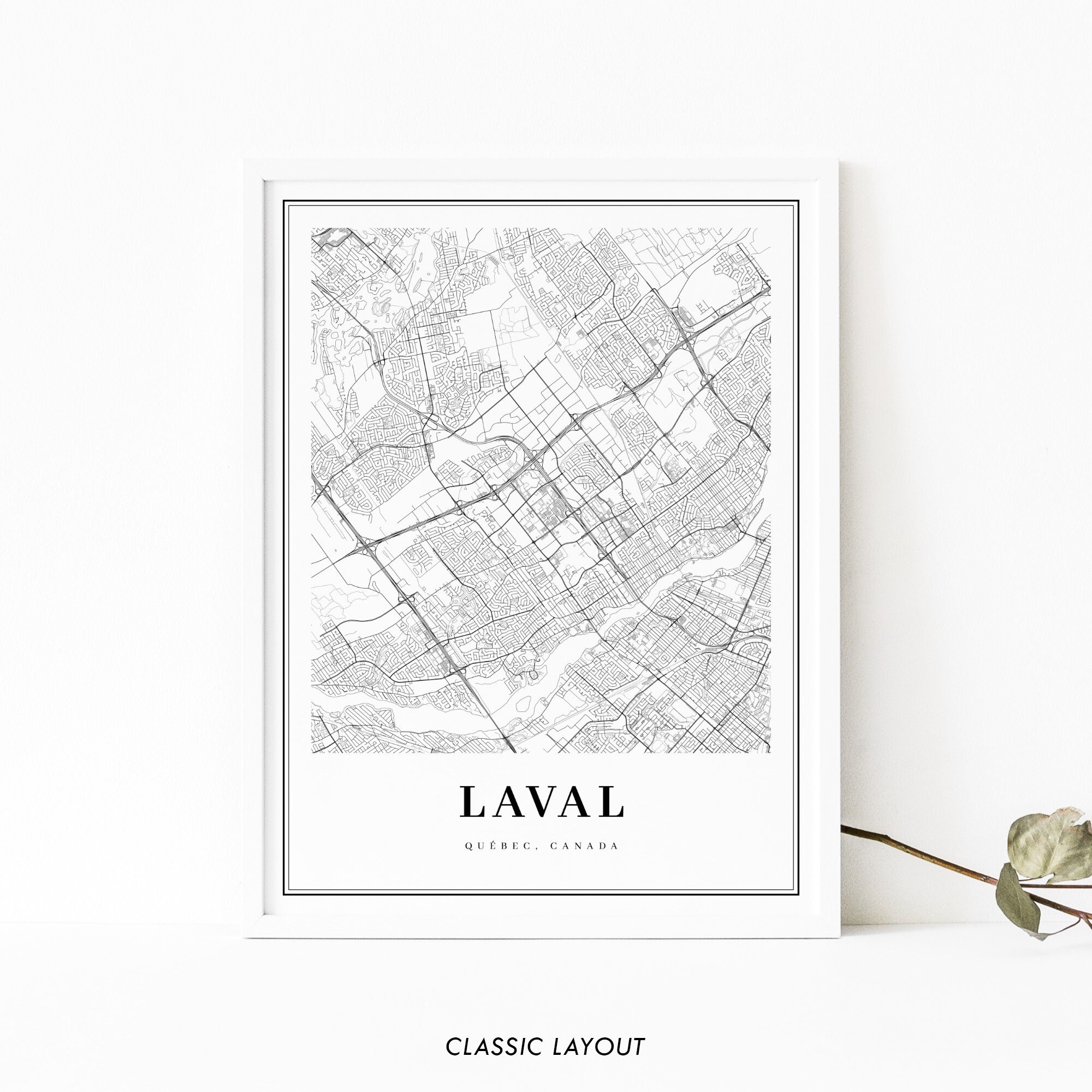 Laval Quebec Map Print QC Canada Map Art Poster Montreal - Etsy