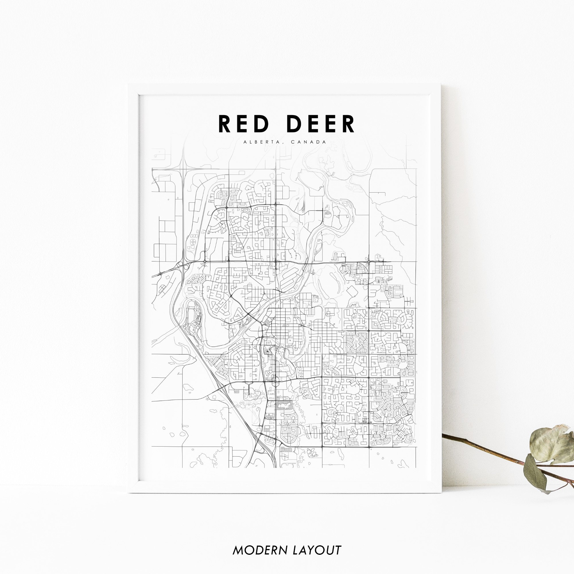 Red Deer Alberta Map Print AB Canada Map Art Poster Edmonton | Etsy
