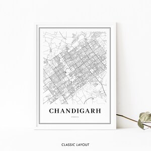 Chandigarh India Map Print, Map Art Poster, Punjab Haryana, City Street ...