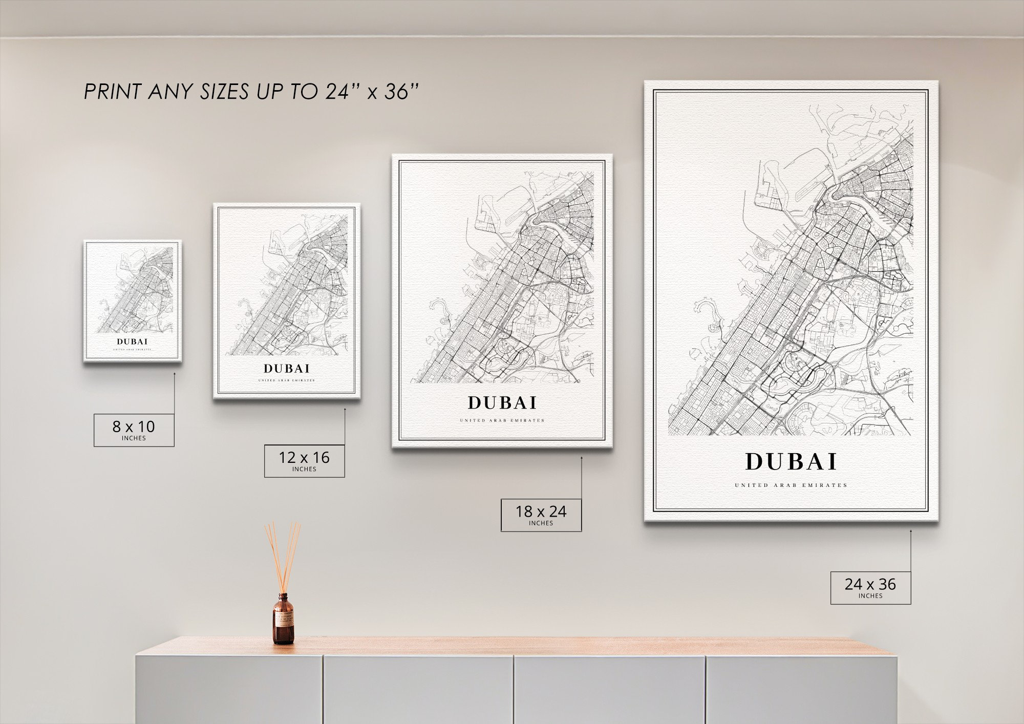 Downtown Dubai UAE Map Print United Arab Emirates Map Art | Etsy