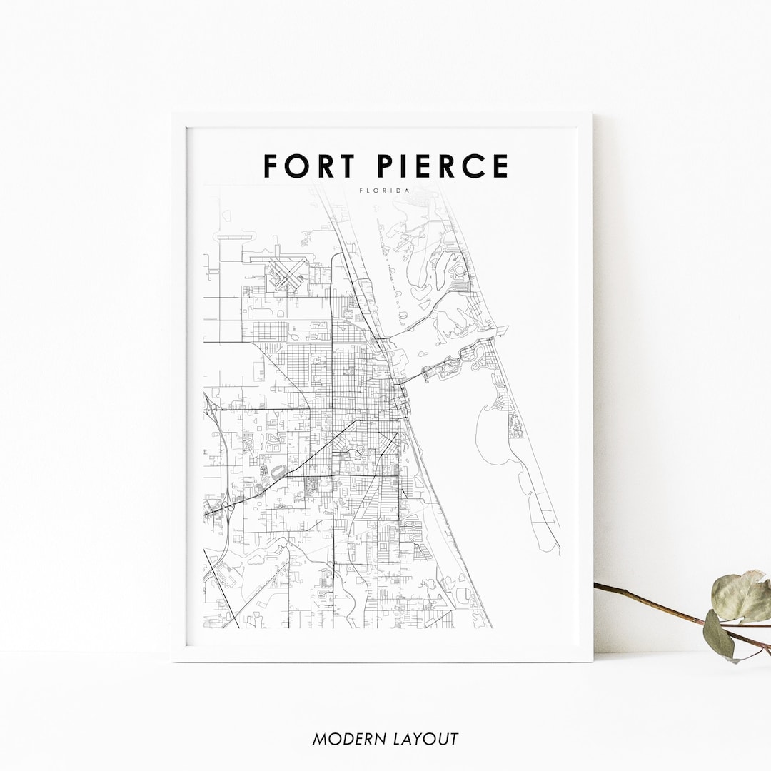 Fort Pierce FL Map Print, Florida USA Map Art Poster, St. Lucie County ...