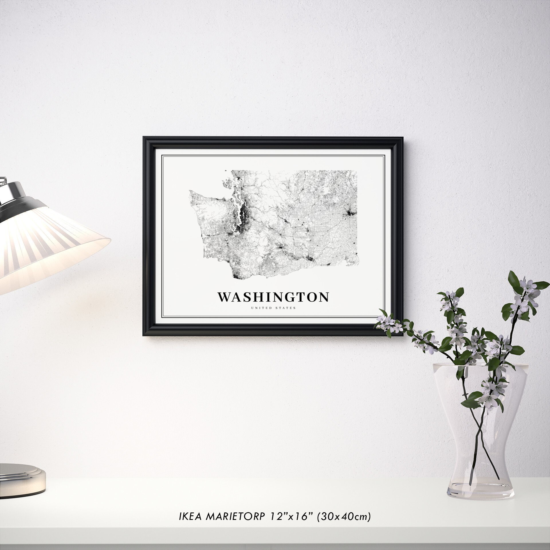 Washington Map Print State Road Map Print WA USA United | Etsy