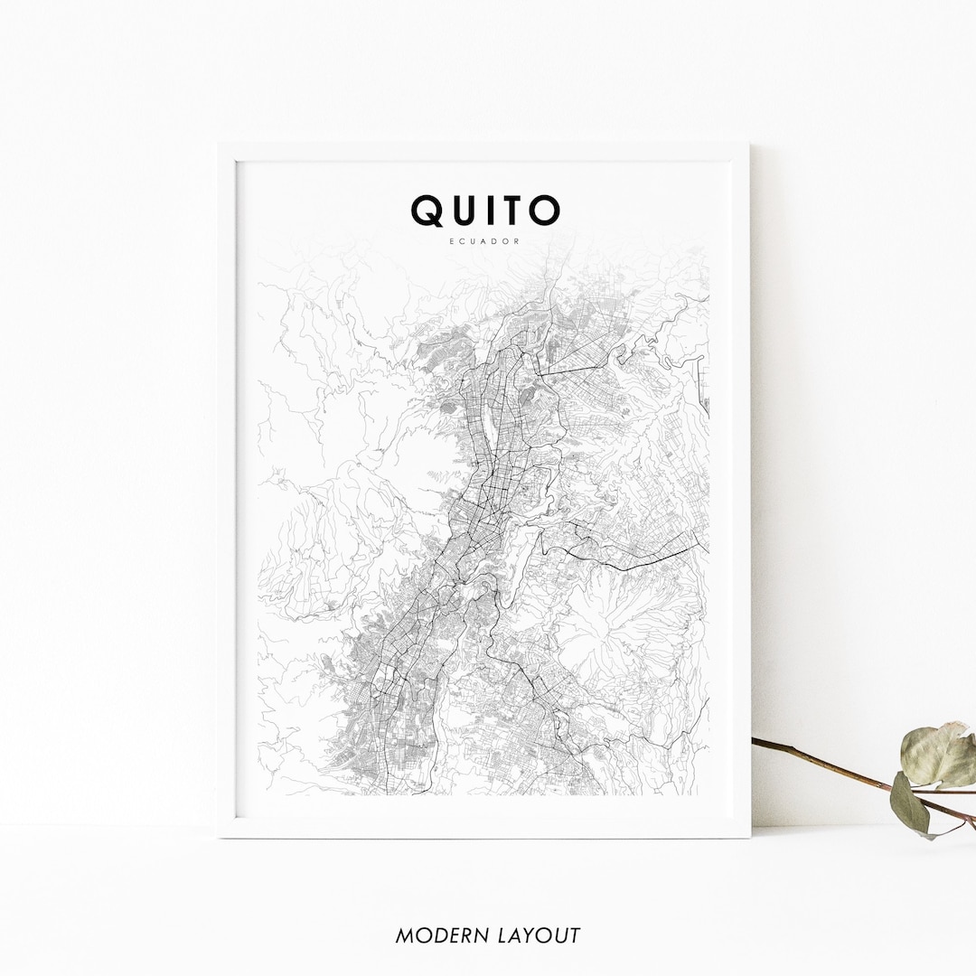 Quito Area Ecuador Map Print, Map Art Poster, Pichincha, City Street ...
