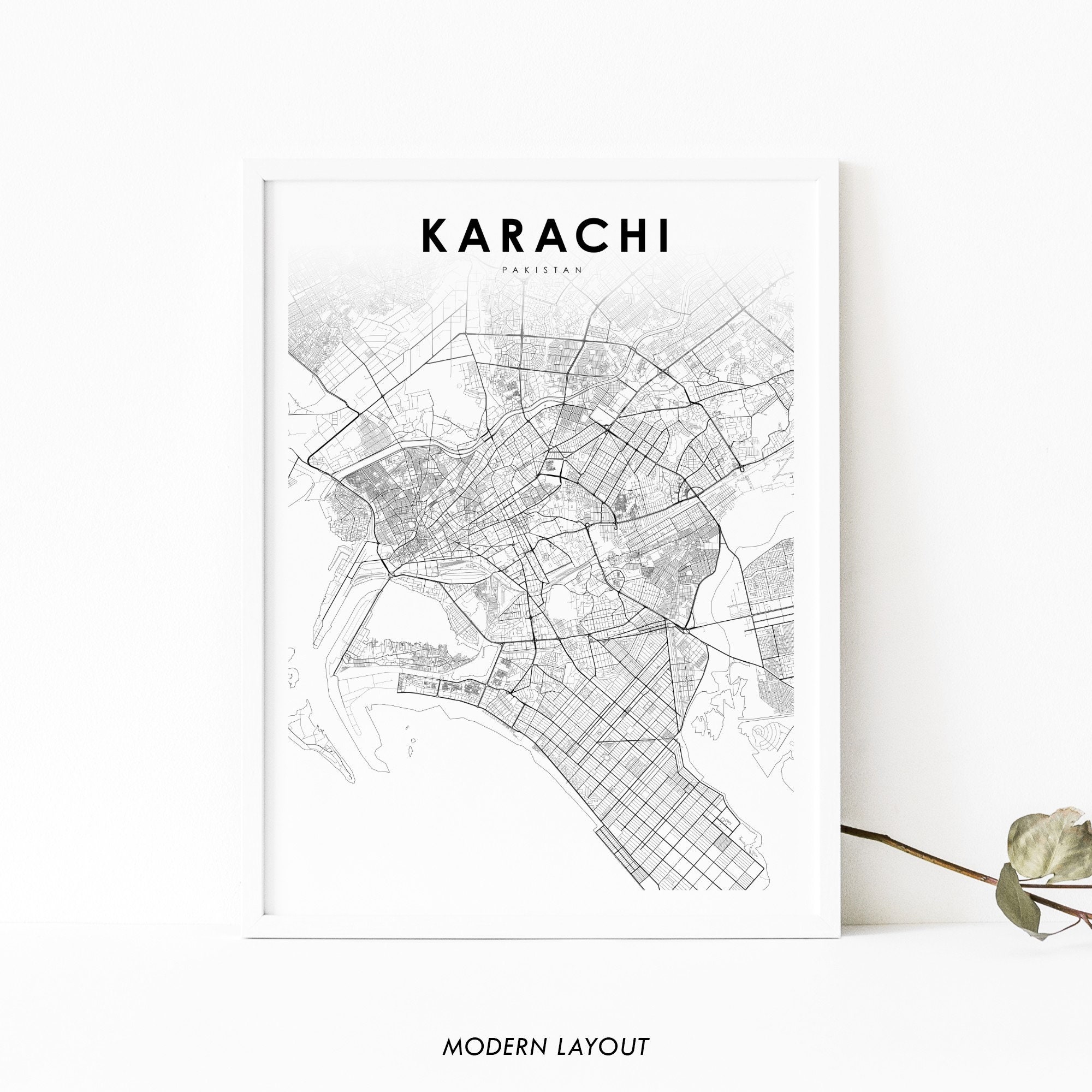 Karachi Pakistan Map Print Map Art Poster کراچی Sindh City | Etsy