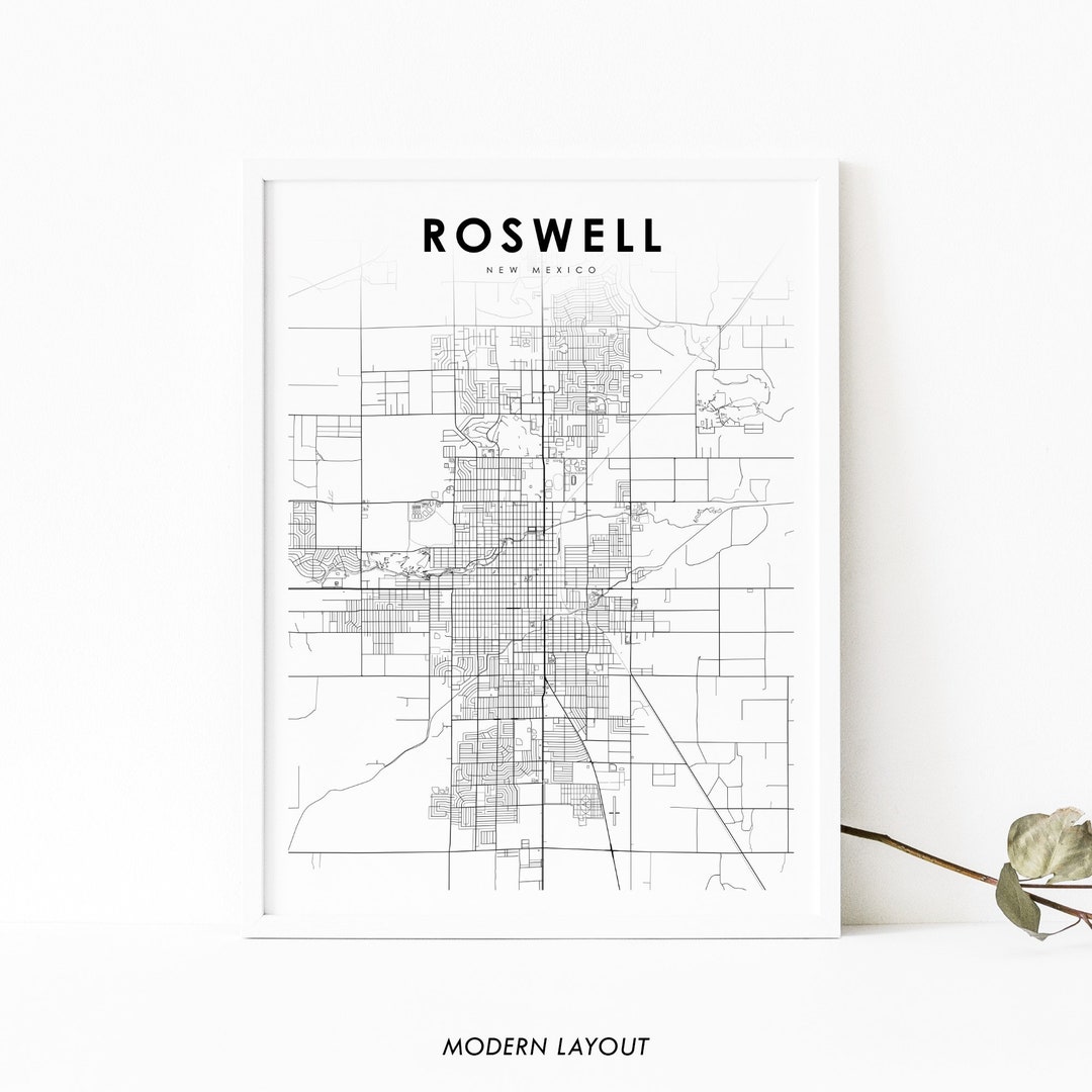 Roswell NM Map Print New Mexico USA Map Art Poster City - Etsy