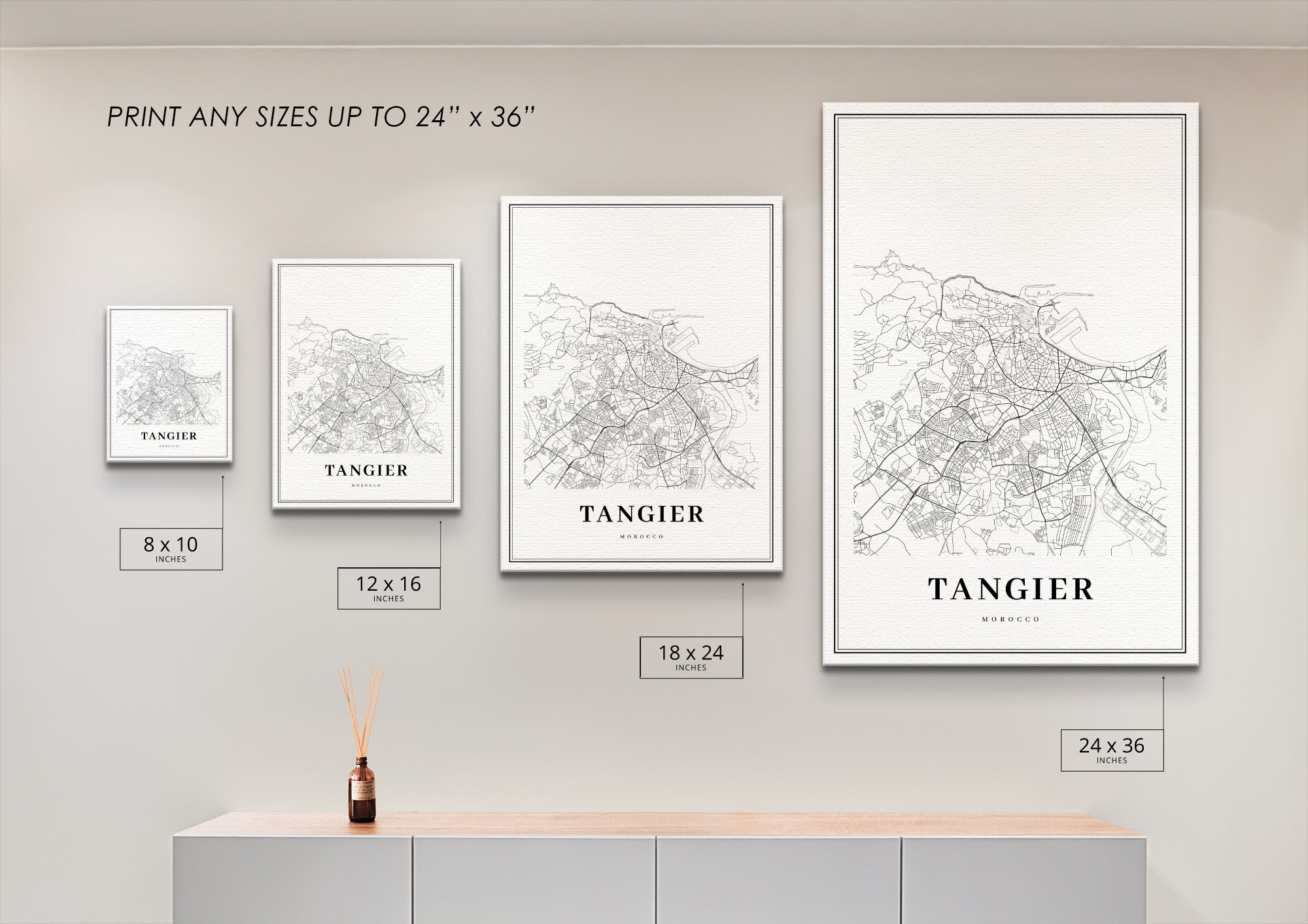 Tangier Morocco Map Print, Map Art Poster, Tingis Tanger Tangiers City ...