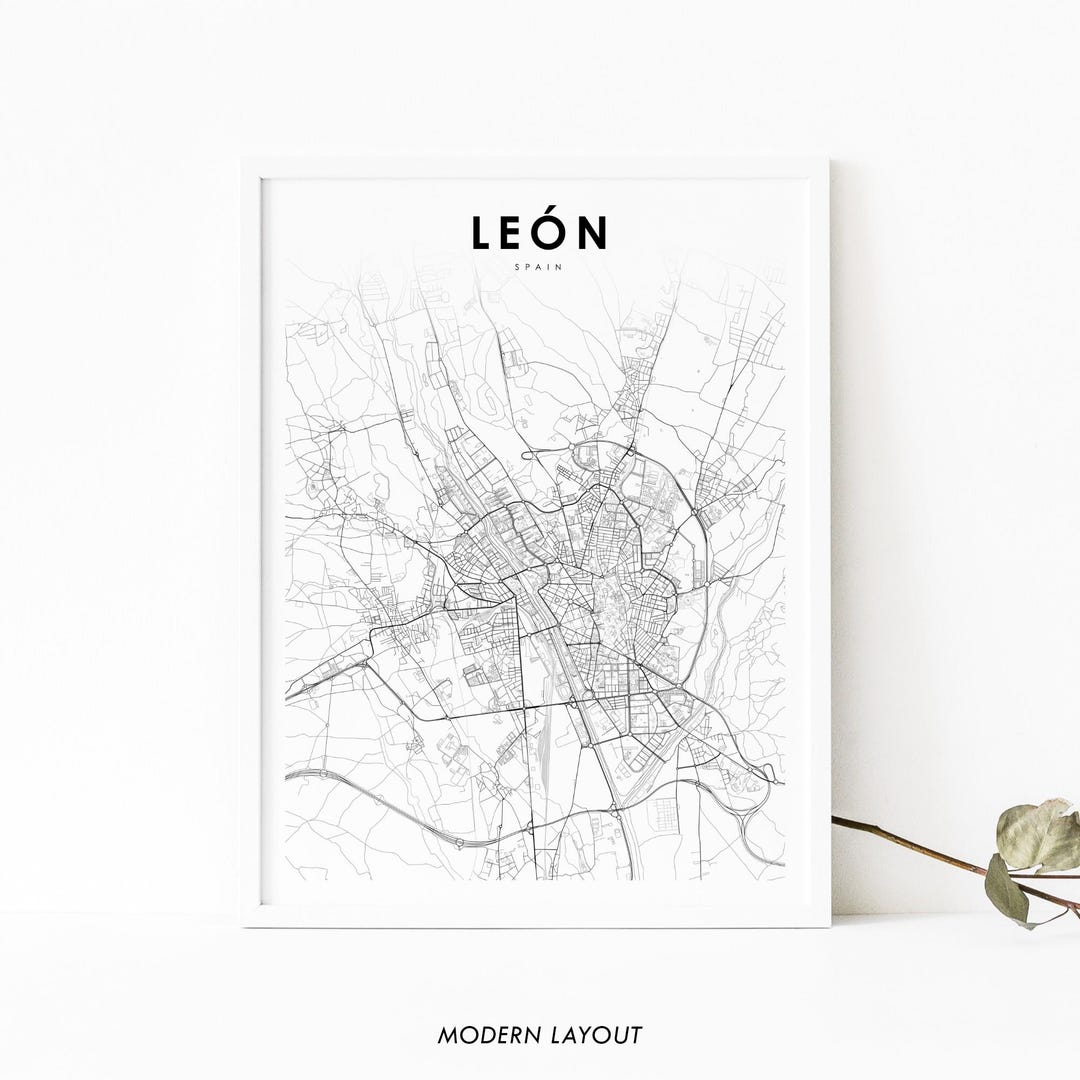Leon Spain Map Print, León Spain Map Art Poster, Llión España Castile ...