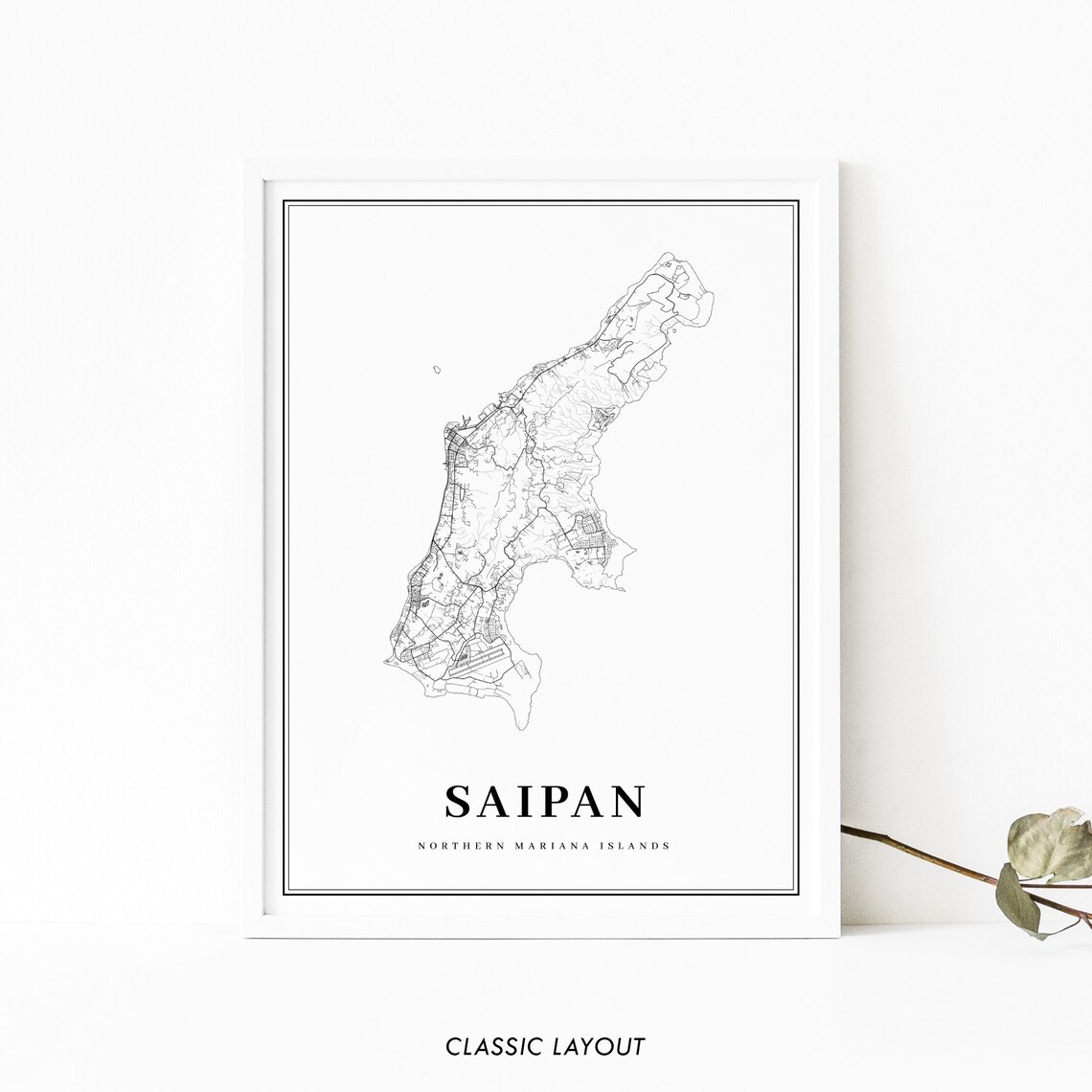 Saipan MP USA Map Print Northern Mariana Islands CNMI State - Etsy