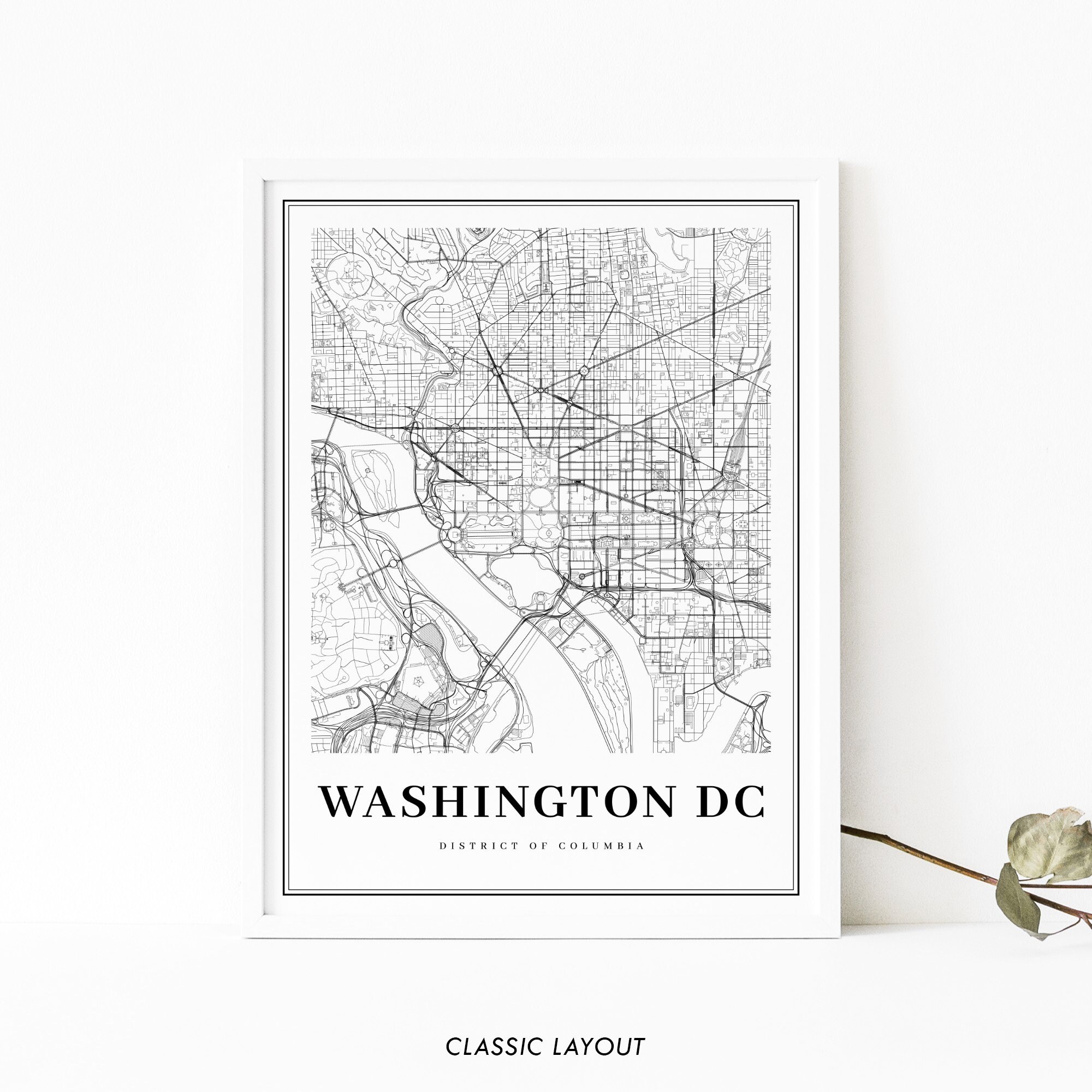 Downtown Washington DC Map Print District of Columbia Map Art | Etsy