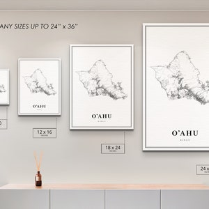 Oahu HI Map Print, O'ahu Hawaii USA Map Art Poster, Honolulu, City ...