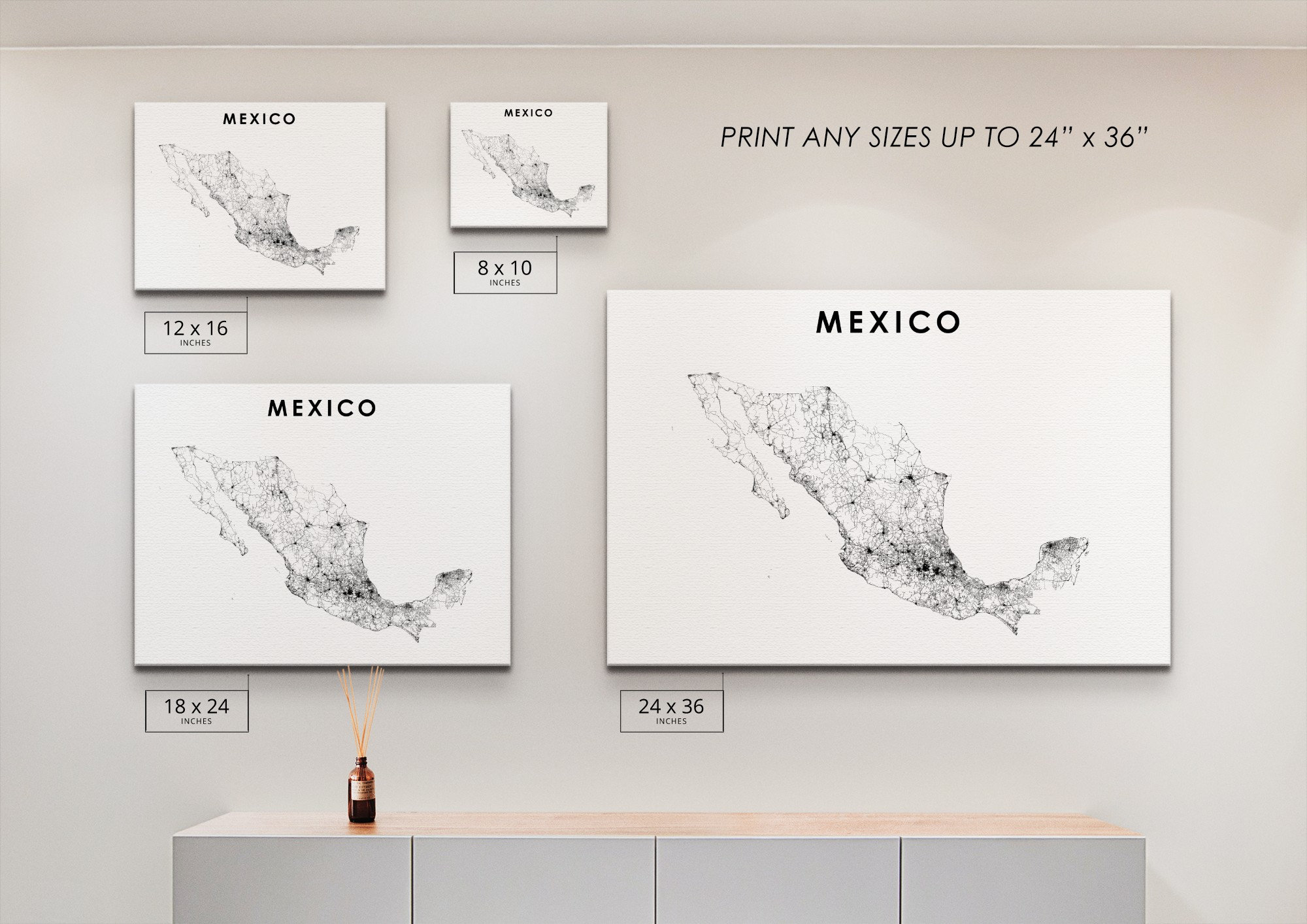 Mexico Map Print Road Map Poster México Estados Unidos | Etsy