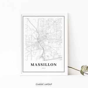 Massillon OH Map Print, Ohio USA Map Art Poster, Canton Stark, City ...