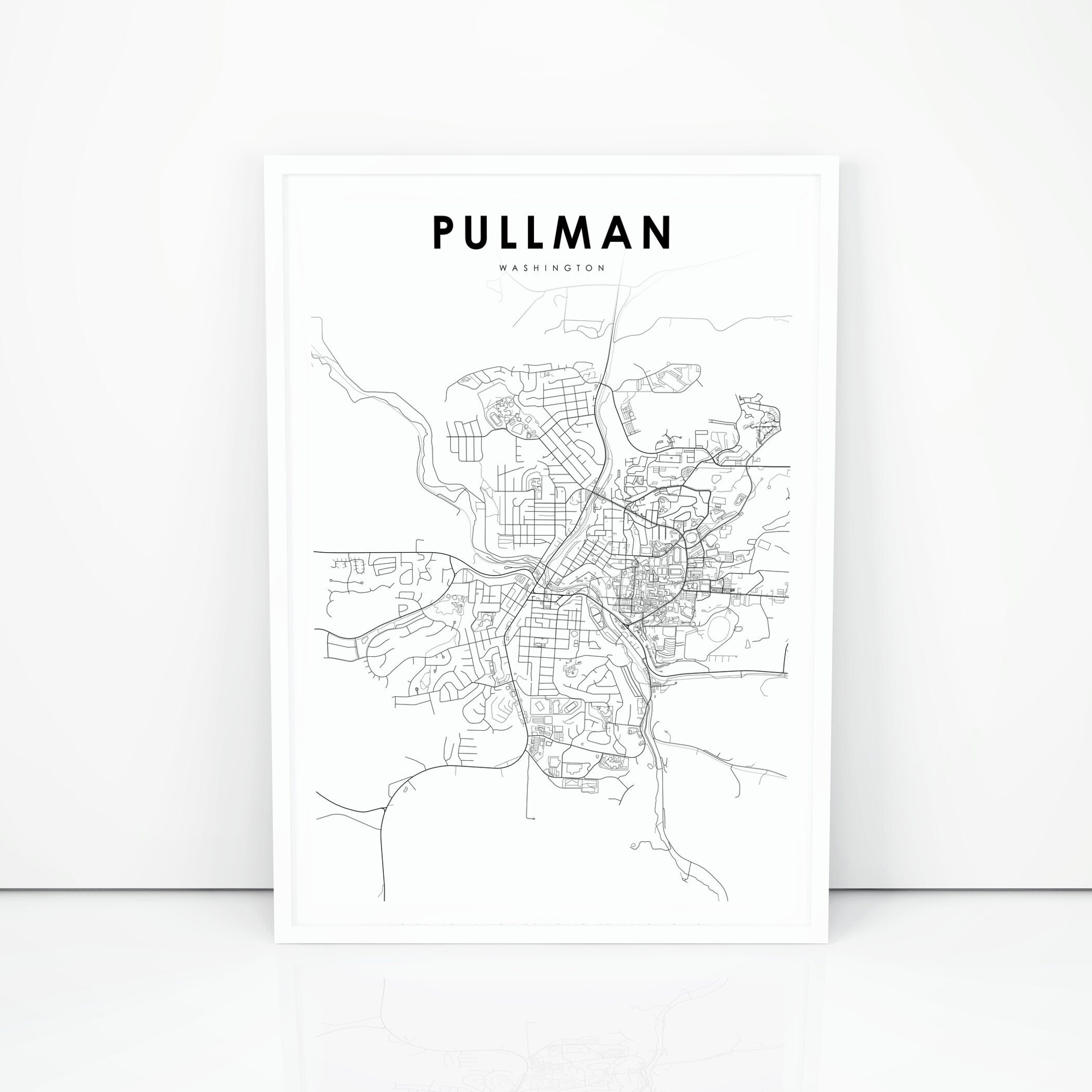Pullman WA Map Print Washington USA Map Art Poster WSU | Etsy