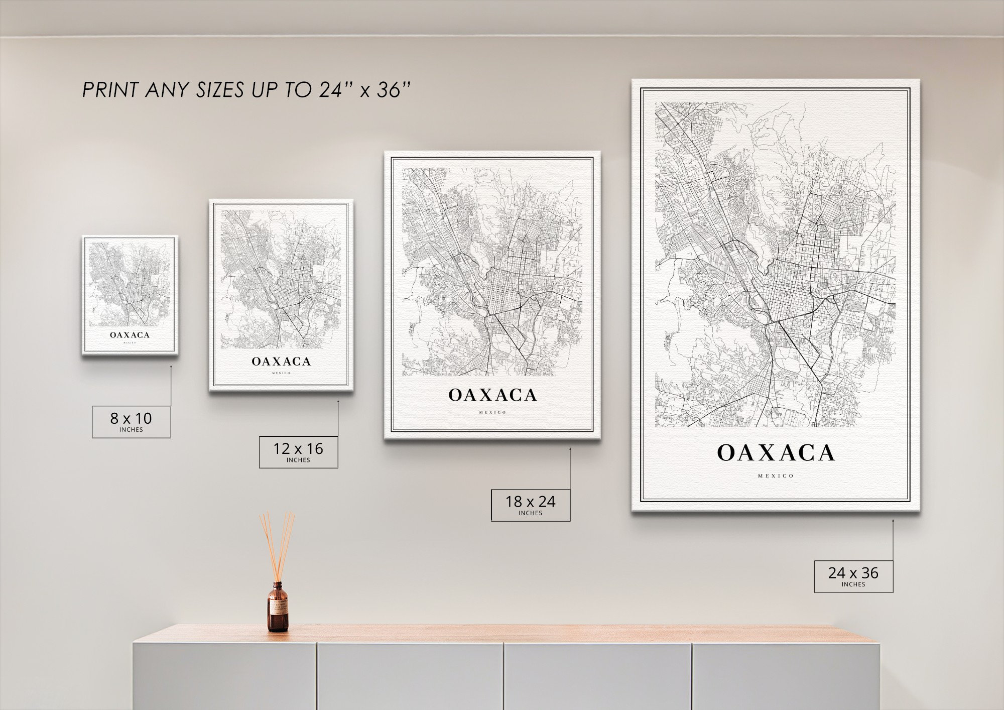 Oaxaca Mexico Map Print, Map Art Poster, Oaxaca De Juárez, City Street ...