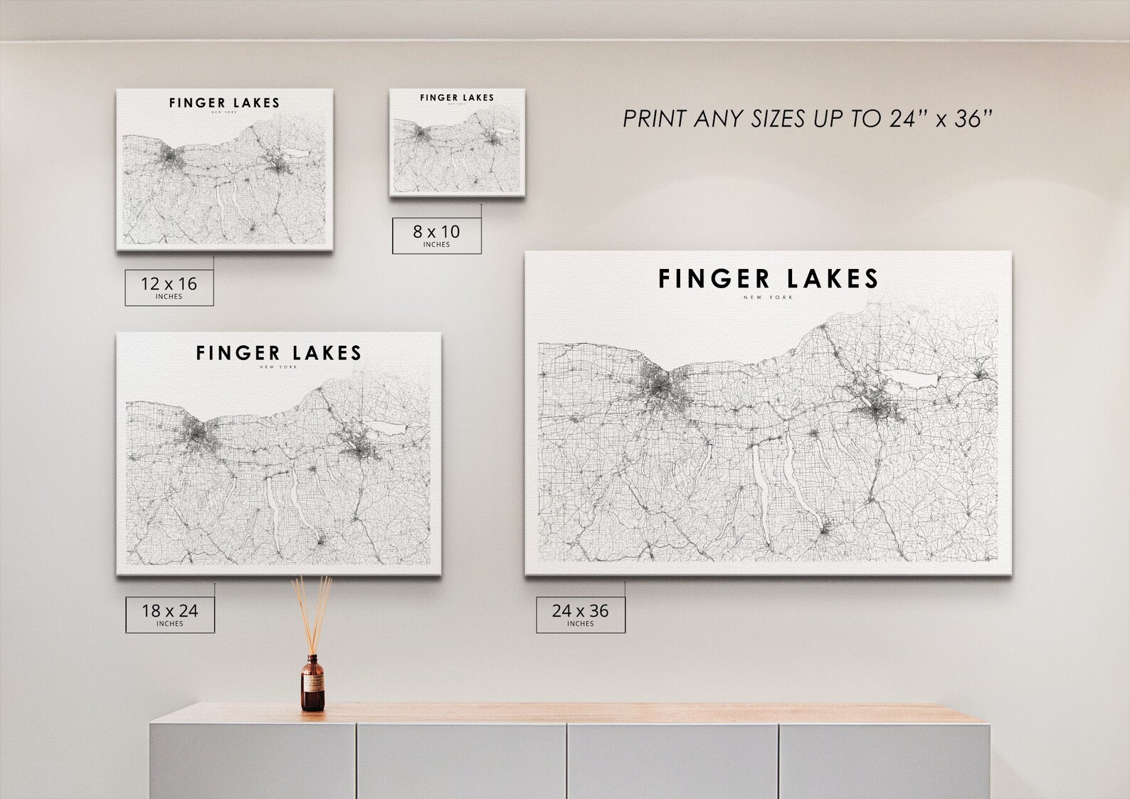 Finger Lakes NY Map Print New York USA Map Art Poster City - Etsy