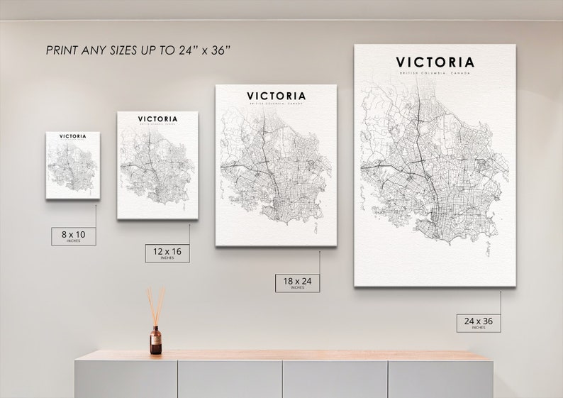 Victoria BC Map Print British Columbia Canada Map Art Poster - Etsy