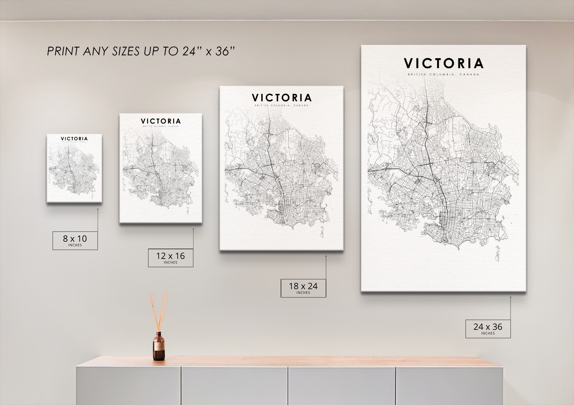 Victoria BC Map Print, British Columbia Canada Map Art Poster, City ...