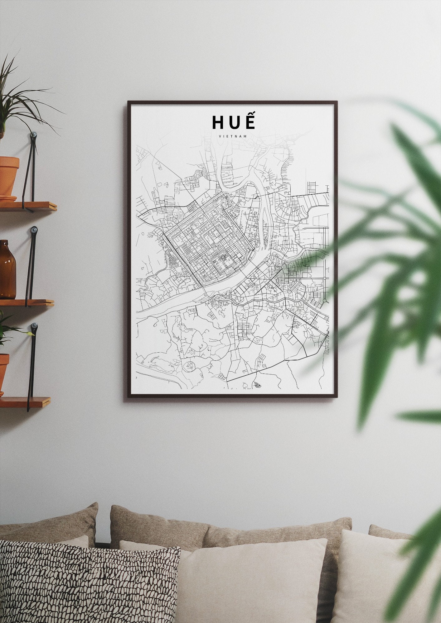 Hue Vietnam Map Print, Viet Nam Map Art Poster, Huế Thành Phố Huế, City ...
