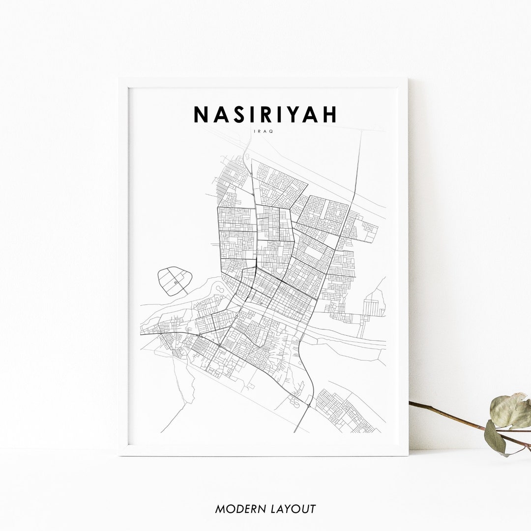 Nasiriyah Iraq Map Print, Map Art Poster, الناصرية Nassiriya Nasiriya ...